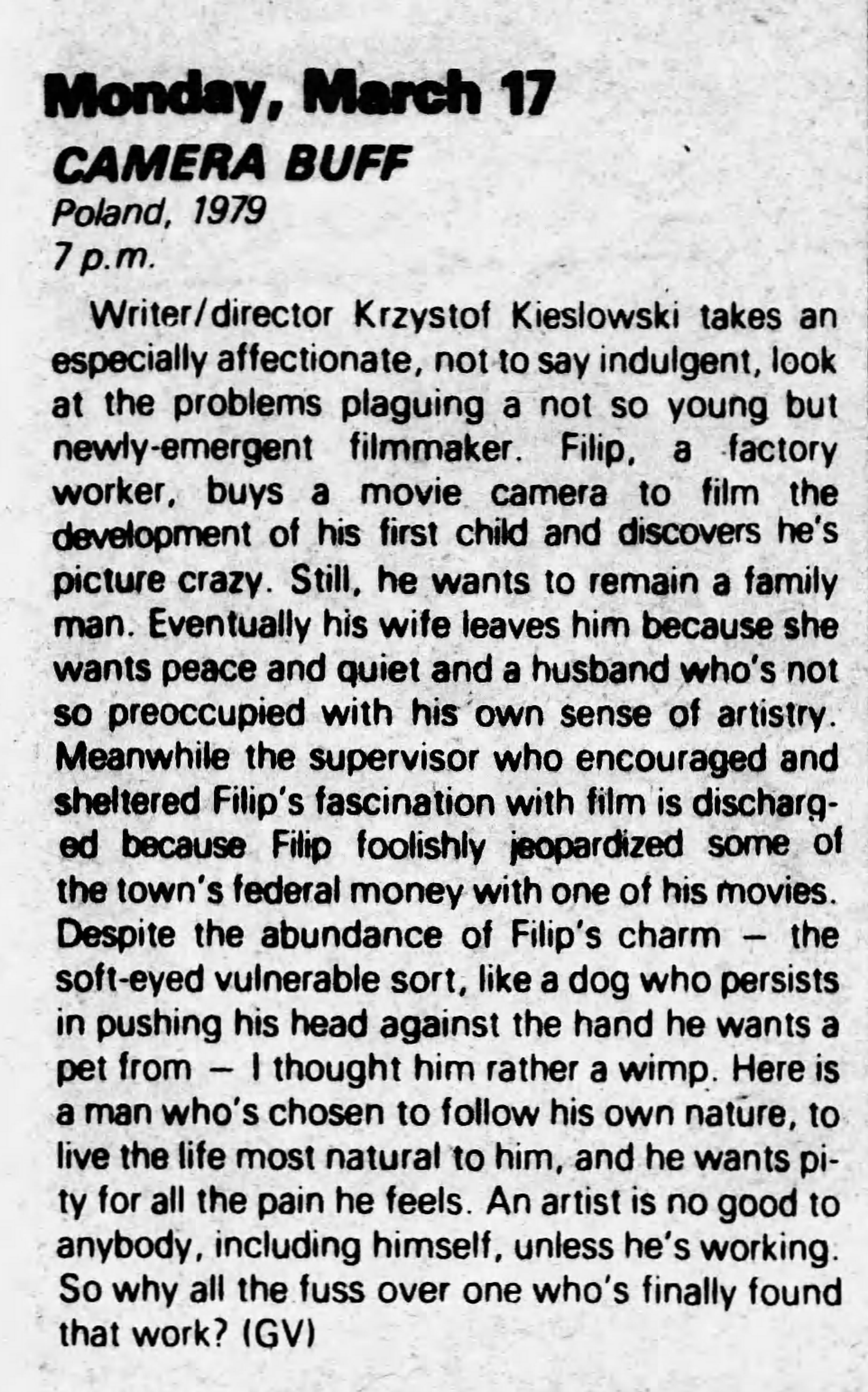 The Collapse of an 8mm Amateur: Krzysztof Kieslowski’s CAMERA BUFF (1979) – Nostalgia Kinky