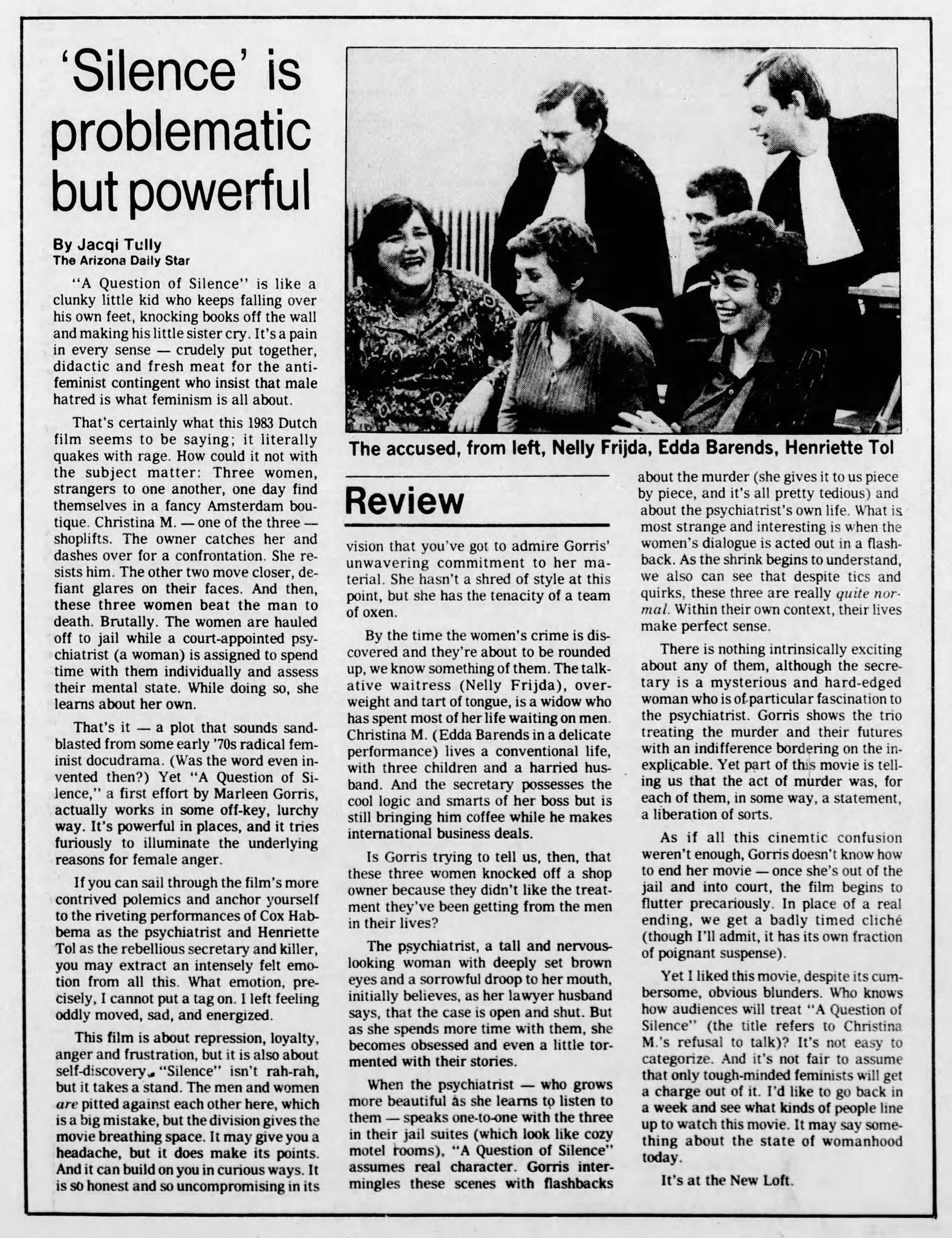 The Films of Marleen Gorris: A QUESTION OF SILENCE (1982) – Nostalgia Kinky